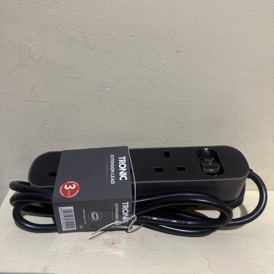 Tronic Extension Lead - 3 Sockets With Shutter Black | eBay UK