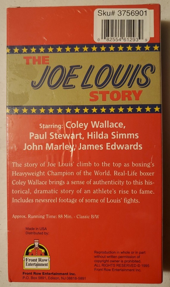 NEW SEALED "THE JOE LOUIS STORY" 1995 VHS - COLEY WALLACE, PAUL STEWART ...