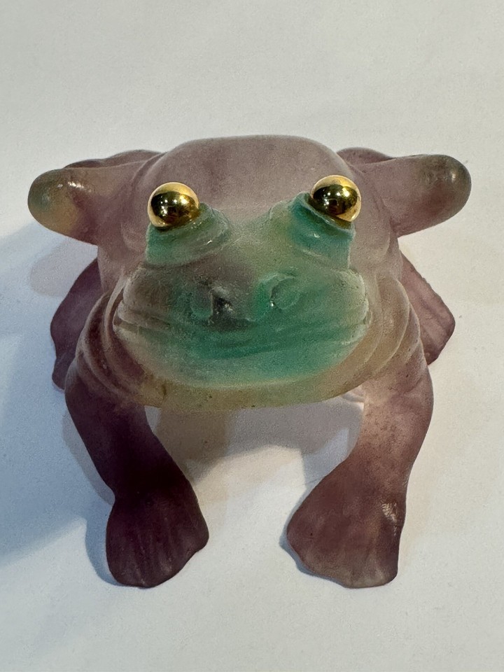 Daum Crystal Pate De Verre Frog w/Gold Eyes Perfect And Adorable! | eBay