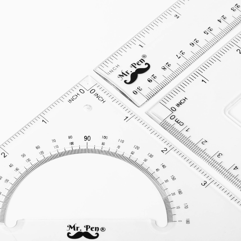 Mr. Pen- Triangle Ruler, Square and Ruler Set, 3 Pack, Set Square ...