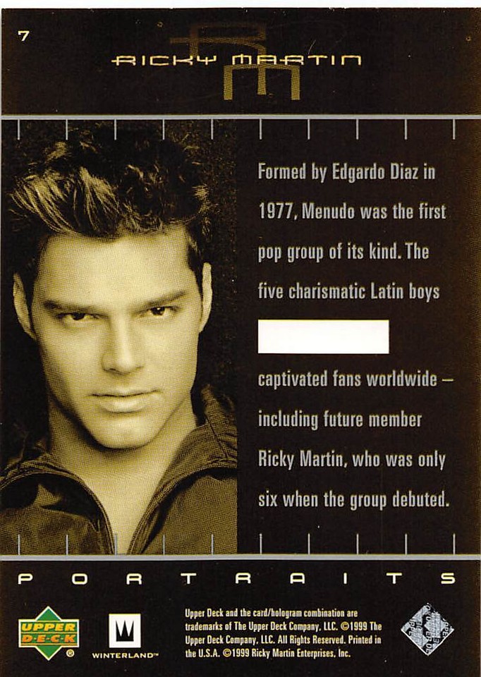Ricky Martin Ricky Martin 1999 Upper Deck Trading Card #7 | eBay
