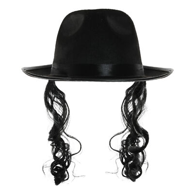 ADULTS JEWISH RABBI HAT WITH SIDEBURNS MEN'S ORTHODOX FANCY DRESS ...