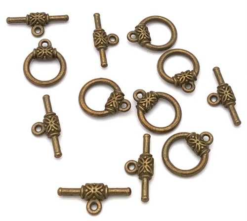 6 Sets Fine Fancy Round Bronze Toggle clasps-Jewelry Supplies-16mm | eBay