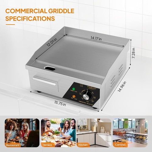 14" Commercial Electric Countertop Flat Top Griddle, 1500W 110V ...