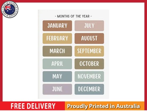 NEW (LAMINATED) MONTHS OF THE YEAR (61X91CM) EDUCATIONAL CHART PICTURE ...