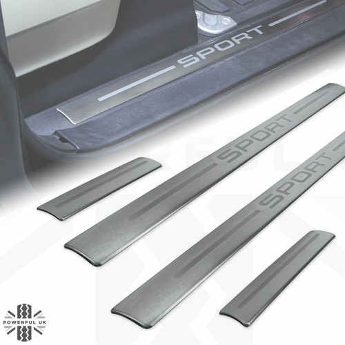 Door step tread plate sill insert 'SPORT' for Range Rover L320 brushed ...