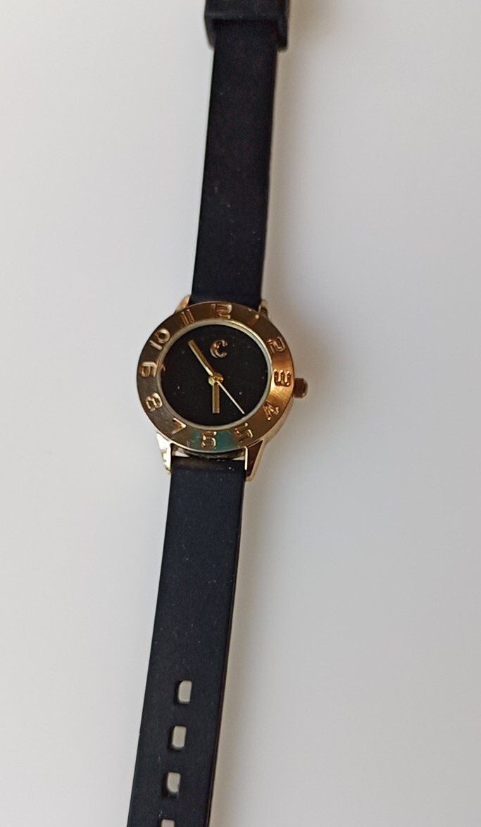 Collezio Gold Tone Women's Watch With Black Silicone Band | eBay