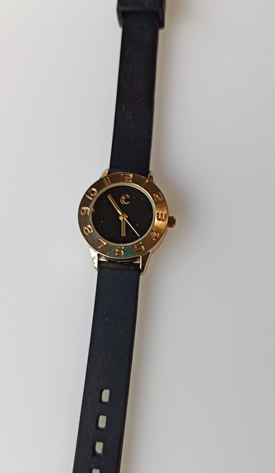 Collezio Gold Tone Women's Watch With Black Silicone Band | eBay