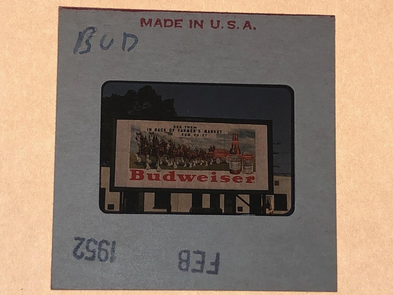 Budweiser beer - 1952 billboard Horse team - 35 mm Slide | eBay