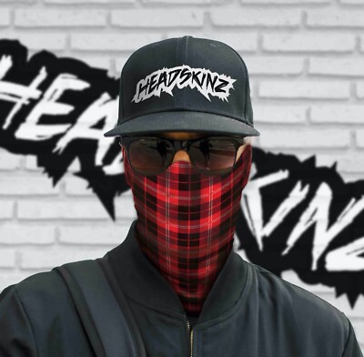 LUMBERJACK TARTAN RED: Neck Gaiter Snood Bandana Head Tube Face Mask ...