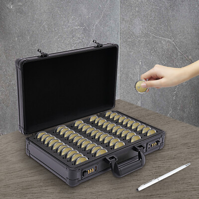 Aluminum Frame Storage Box Case Compartments For 50 Coin Slabs Coins ...