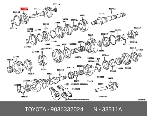 Genuine OE bearing for input shaft front, 9036332024 for TOYOTA 90363 ...