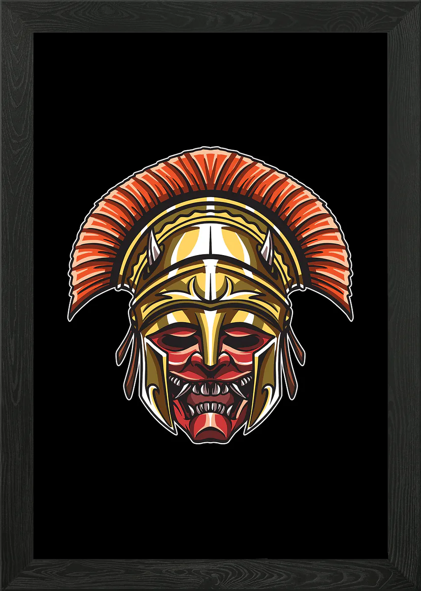 Head of demon gladiator Framed Wall Art Poster Canvas Print Picture ...