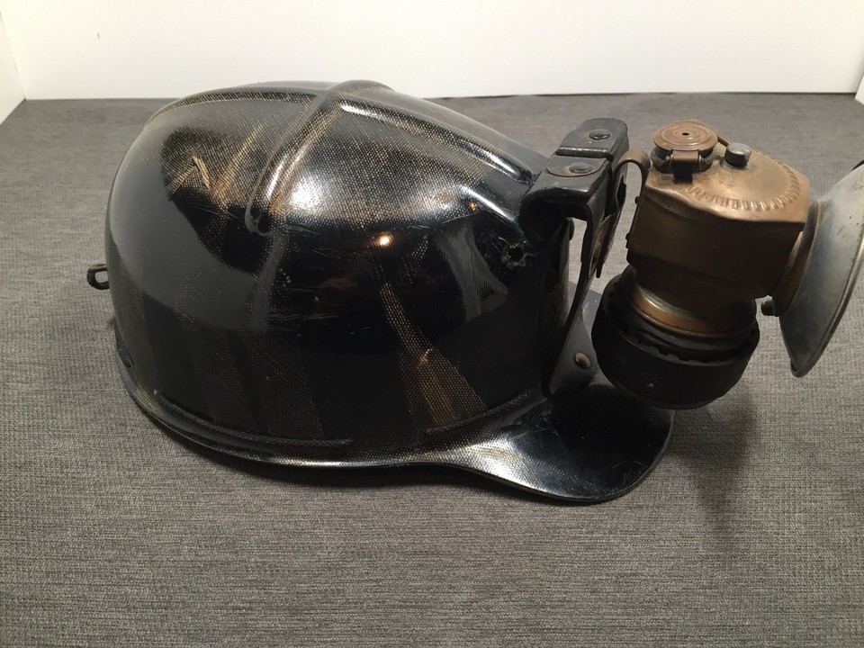 Vintage MSA Comfo Cap coal miners helmet Justrite Streamlined carbide ...