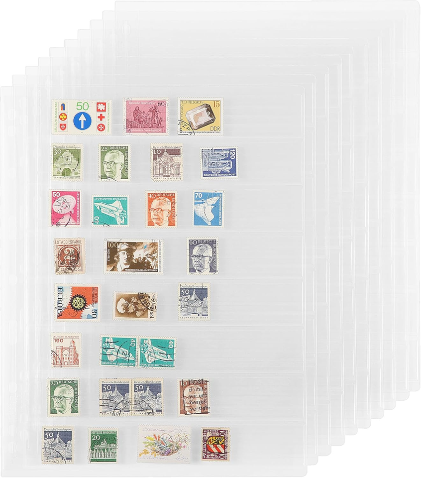10 Sheets Postage Stamp Collecting Inserts, 160 Pockets Clear Stamp ...