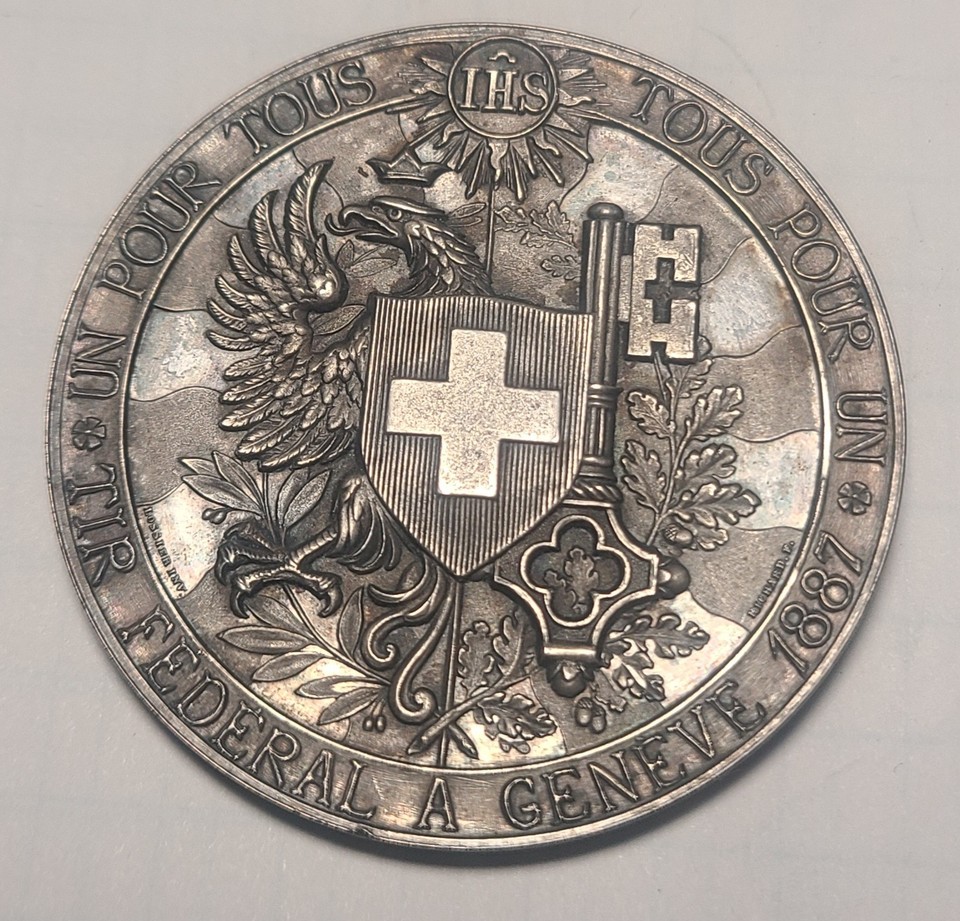1887 Silver Geneva Shooting Festival Medal Shooting Taler | eBay