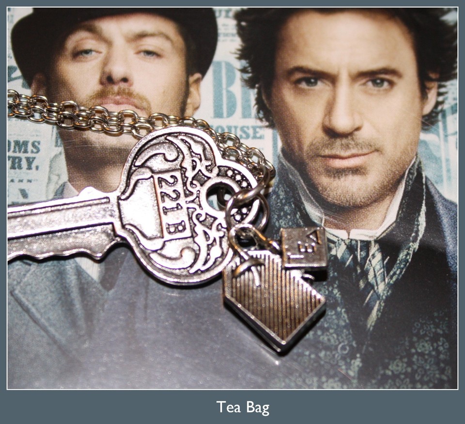 Sherlock Holmes 221B House Key Necklace w/ Charm added John Watson Mrs ...