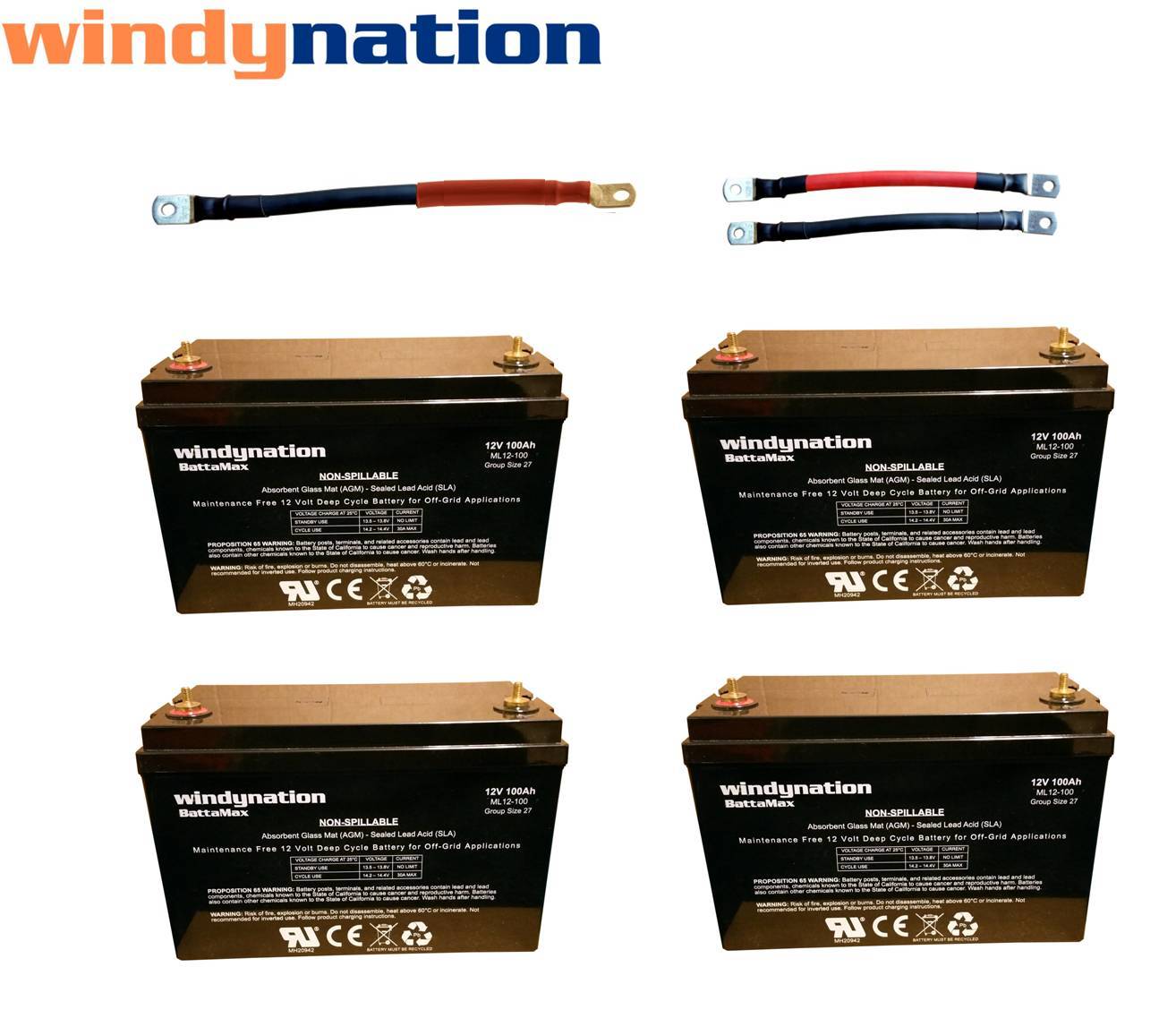 AGM Deep Cycle Battery Bank 12V 24V 48V Off Grid Solar Wind 100AH to ...