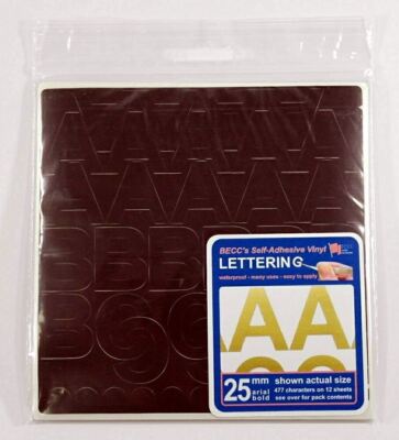 Arial Lettering - 25 mm, Colour: Black BECC 25A-B | eBay
