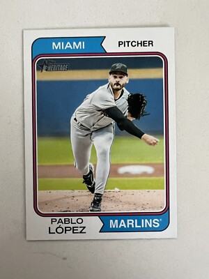 Pablo Lopez Miami Marlins 2023 Topps Heritage Short Print SP #411 | eBay