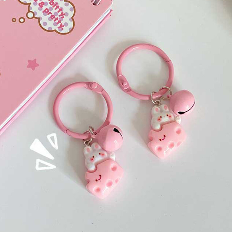 Cute Rabbit Cheese Key Chain Cartoon Kawaii Key Ring Personality ...