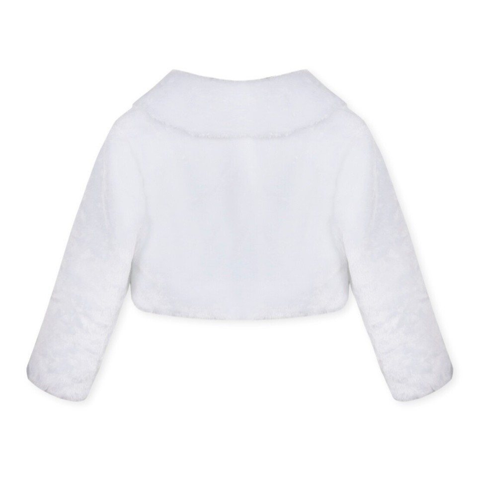 Girls Long Sleeves Faux Fur Bolero Shrug Jacket Wedding Flower Dress ...