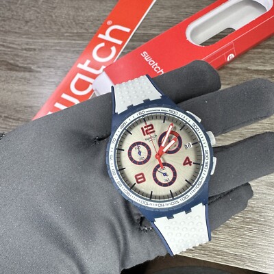 NEW Swatch HUMPY BUMPY Silicone Chronograph Men's 41mm Watch SUSN411 ...