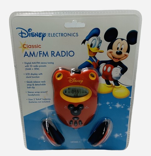 Disney Store 2003 classic AM/FM portable radio with headphones DR1000-C ...