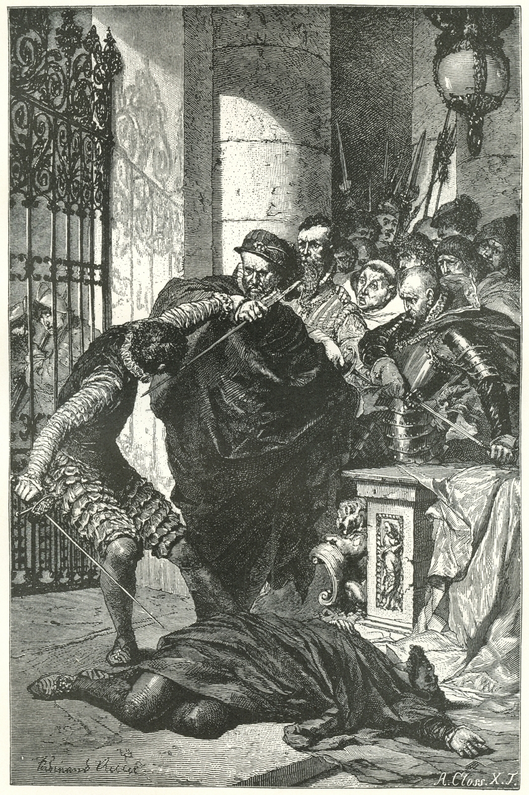 Don Carlos, The King and the Marquis of Posa, 1892 Engraving vintage ...