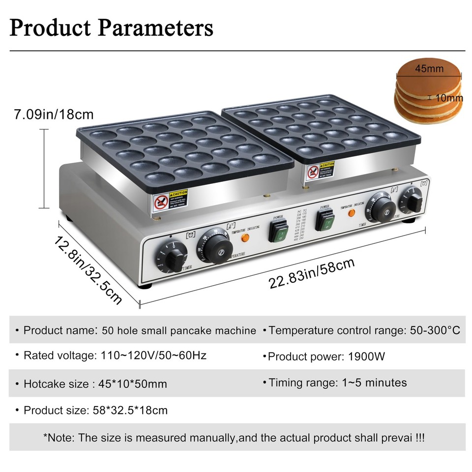 50PCS Mini Pancakes Maker Machine, 110V Electric Commercial Dutch ...