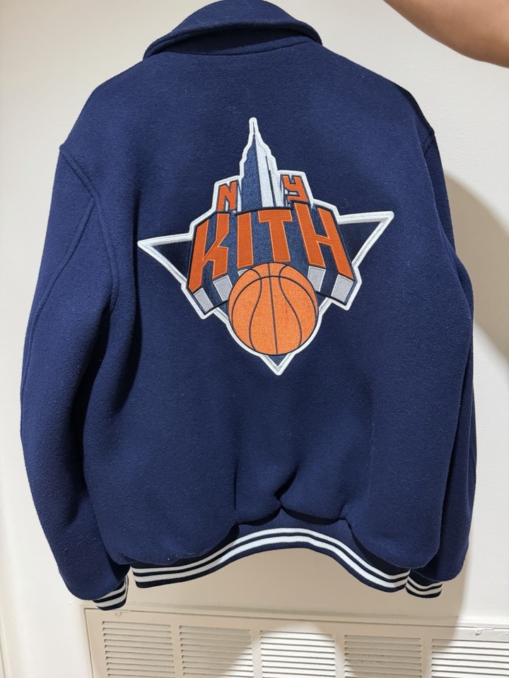 KITH x New York Knicks Varsity Jacket NBA Premium Wool Bomber Jacket | eBay