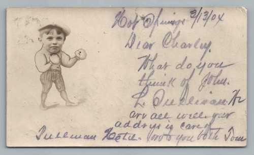 Fake Boxing Boy~Hot Springs Arkansas RPPC Boxer Studio Photo UDB ...