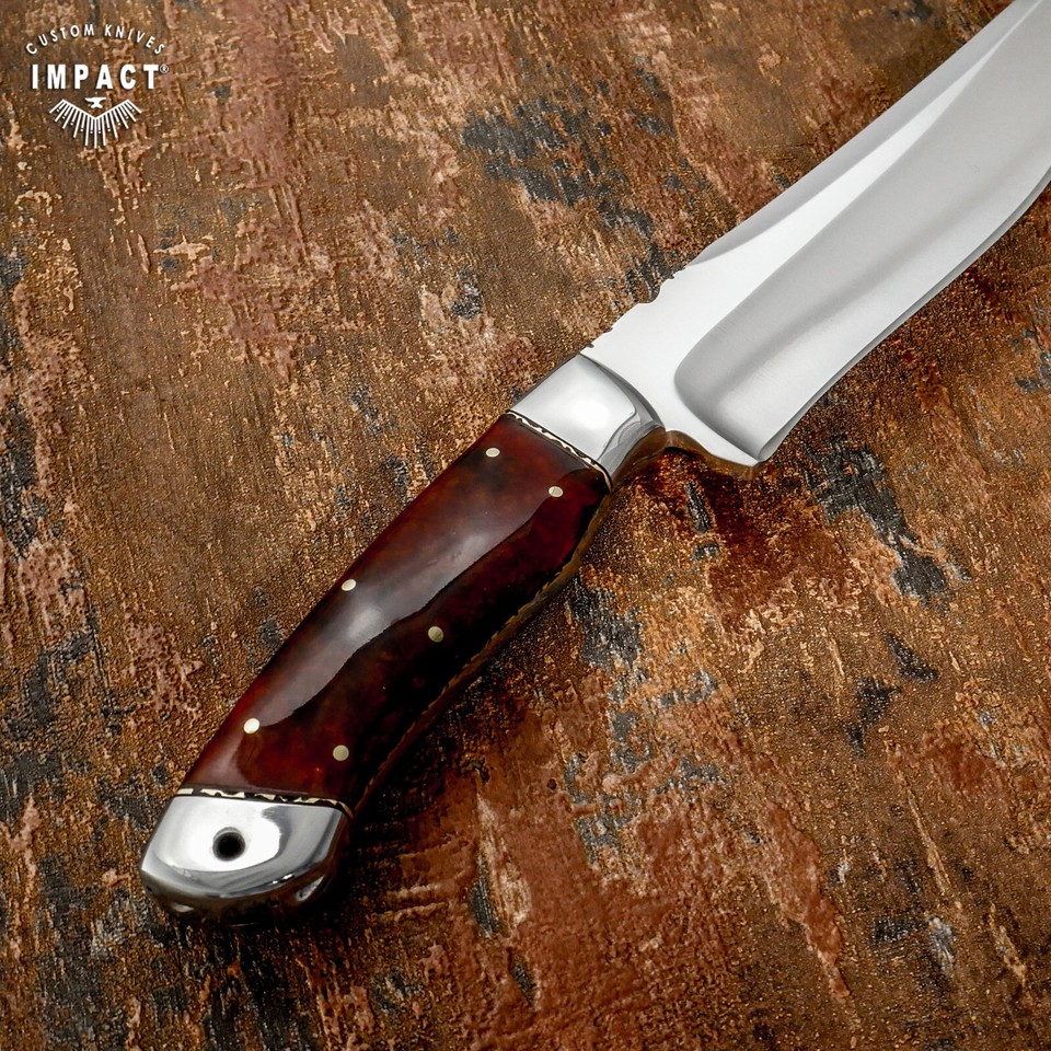 IMPACT CUTLERY RARE CUSTOM FULL TANG D2 SKINNING HUNTING KNIFE RESIN ...
