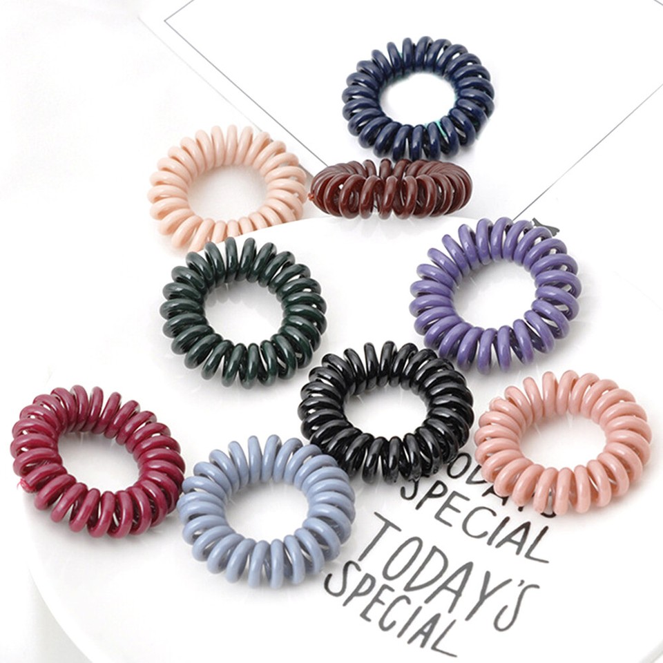 Cute Telephone Wire Elastic Rubber Bands Traceless Girls Ponytail Hair ...