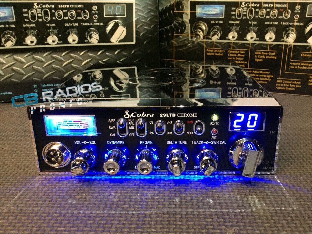Cobra 29 LTD Chrome AM/FM CB - BLUE NITRO LED LIGHT RINGS+PERFORMANCE ...