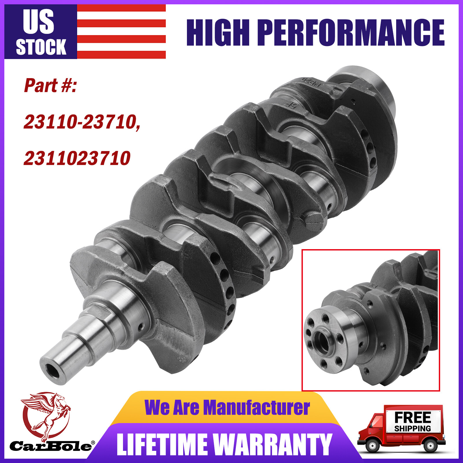 23110-23710 2.0L Engine Crankshaft for 00-12 Hyundai Elantra Tiburon ...