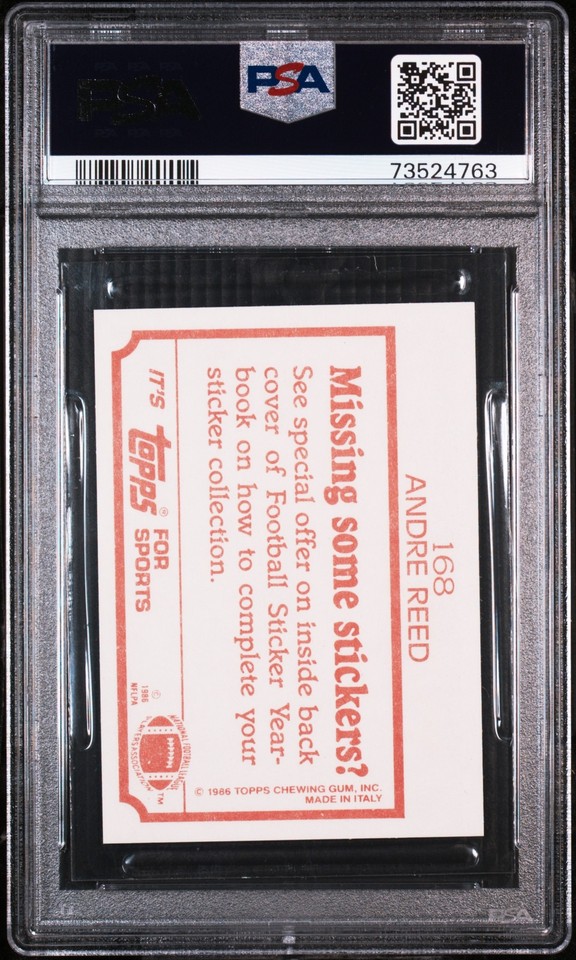 1986 Topps Stickers Football Andre Reed Rookie #168 PSA 9 73524763 | eBay