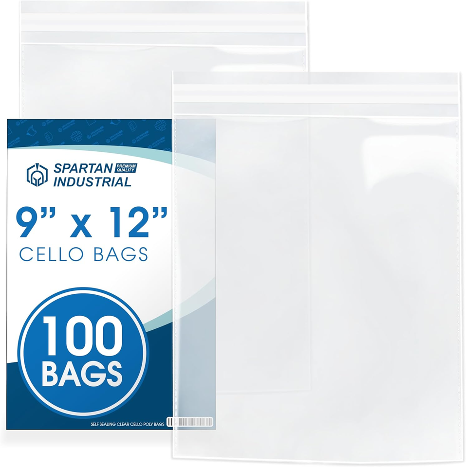 - 9" X 12" (100 Count) Crystal Clear Resealable Cello Poly Bags for ...