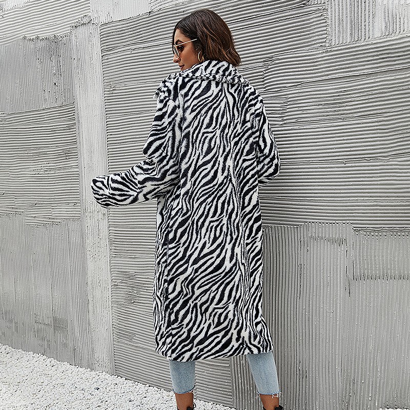 Women’s Zebra Print Long Coat Open Front Statement Jacket XS–L | eBay
