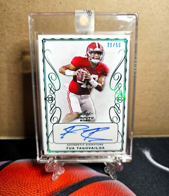 2020 Leaf Trinity Green Tua Tagovailoa Autograph Rookie 21/50 Authentic ...