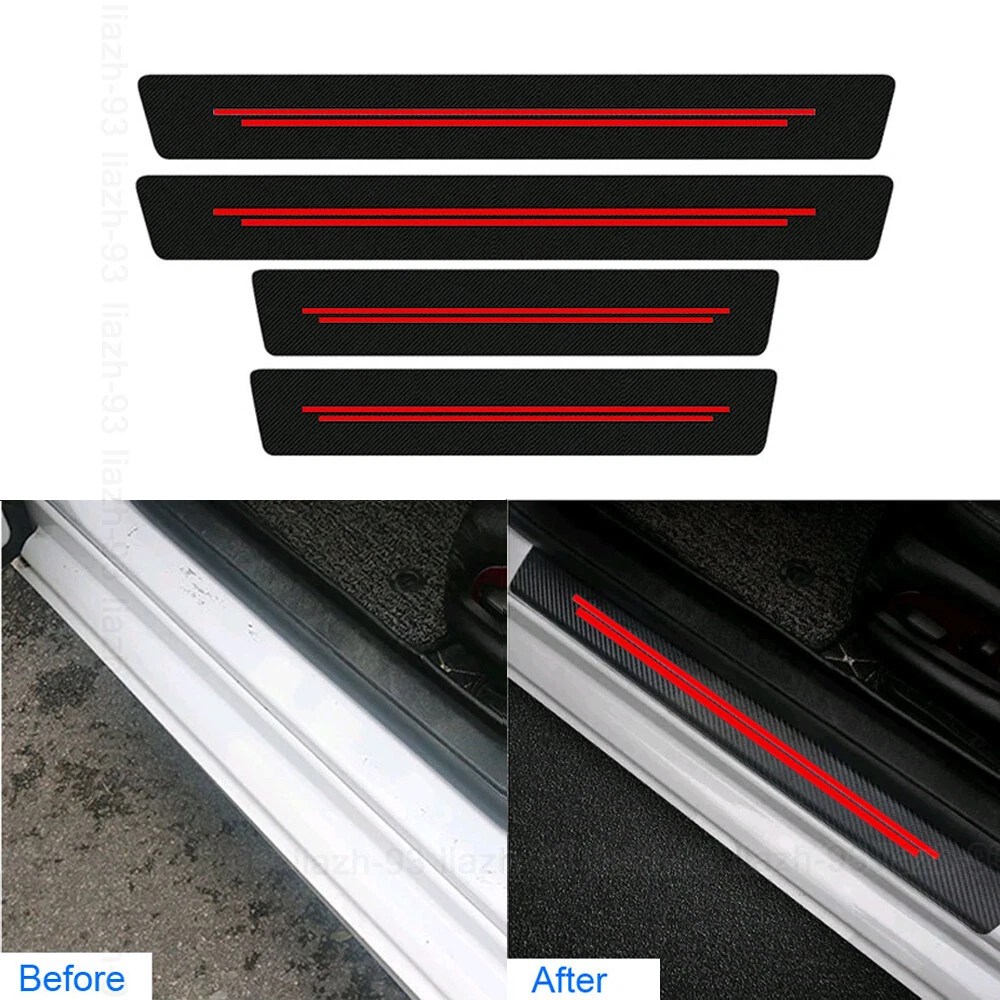 4Pcs Car Door Plate Sill Scuff Cover Anti-Scratch Sticker Protector ...