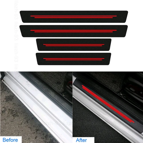 4Pcs Car Door Plate Sill Scuff Cover Anti-Scratch Sticker Protector ...