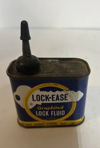 Vintage 1948 LOCK-EASE Embossed Can Graphited Lock Fluid 4 OZ. Oil ...