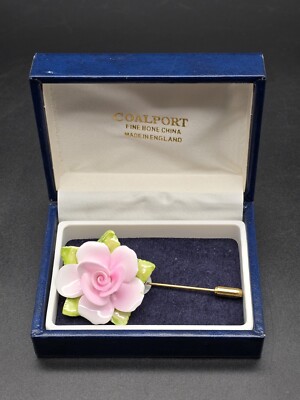 Vintage Fine Bone China Hand Painted Pink Rose Pin Brooch by Coalport ...