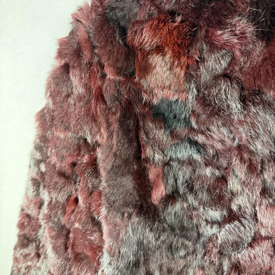 Vintage Hong Kong Womens Dyed Burgundy Red Maroon Wine Rabbit Fur Coat ...