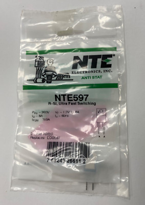 NTE597 ultra fast switching rectifier 200V/8A in TO-220 package 2-lead ...