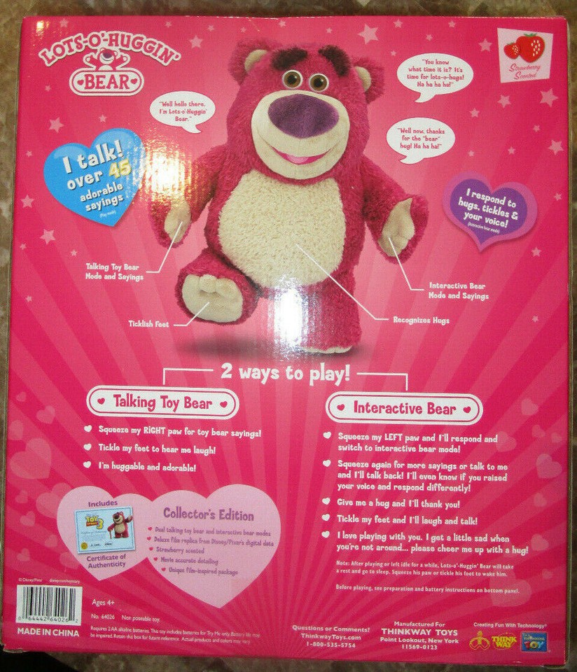 TOY STORY SIGNATURE COLLECTION LOTS-O-HUGGIN' BEAR PLUSH SCENTED ...