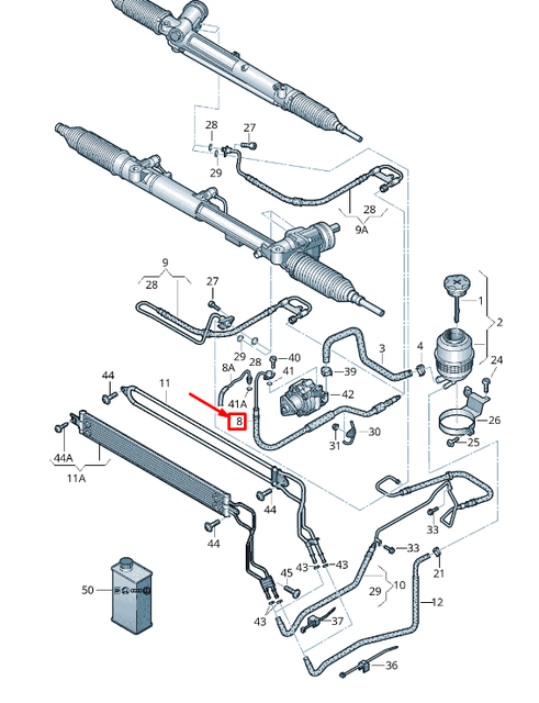 AUDI A8 4H LOWER POWER STEERING PUMP PRESSURE HOSE 4H0422893BG GENUINE ...