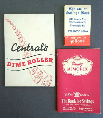 Vintage NY banking memorabilia ‘50-60s: blotters, addr book, combs, etc ...