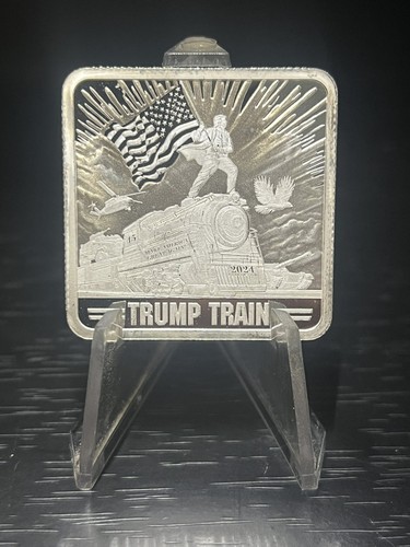 Trump 1 Oz .999 Fine Silver Square 2024 Trump Train Silver Bar Coin ...